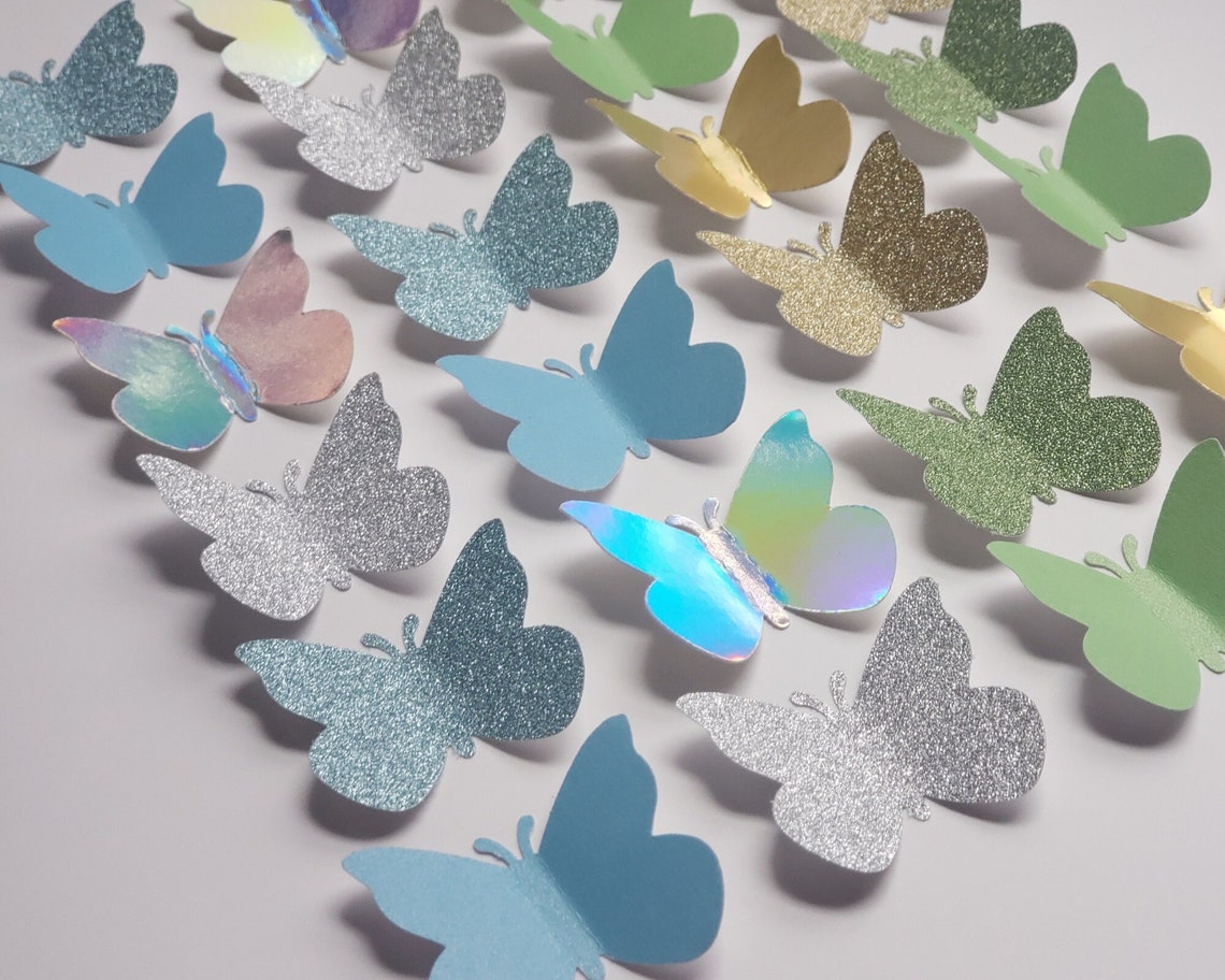 Mini 3D Paper Butterflies | 20 Pcs | Shimmer, Metallic, or Matte ...
