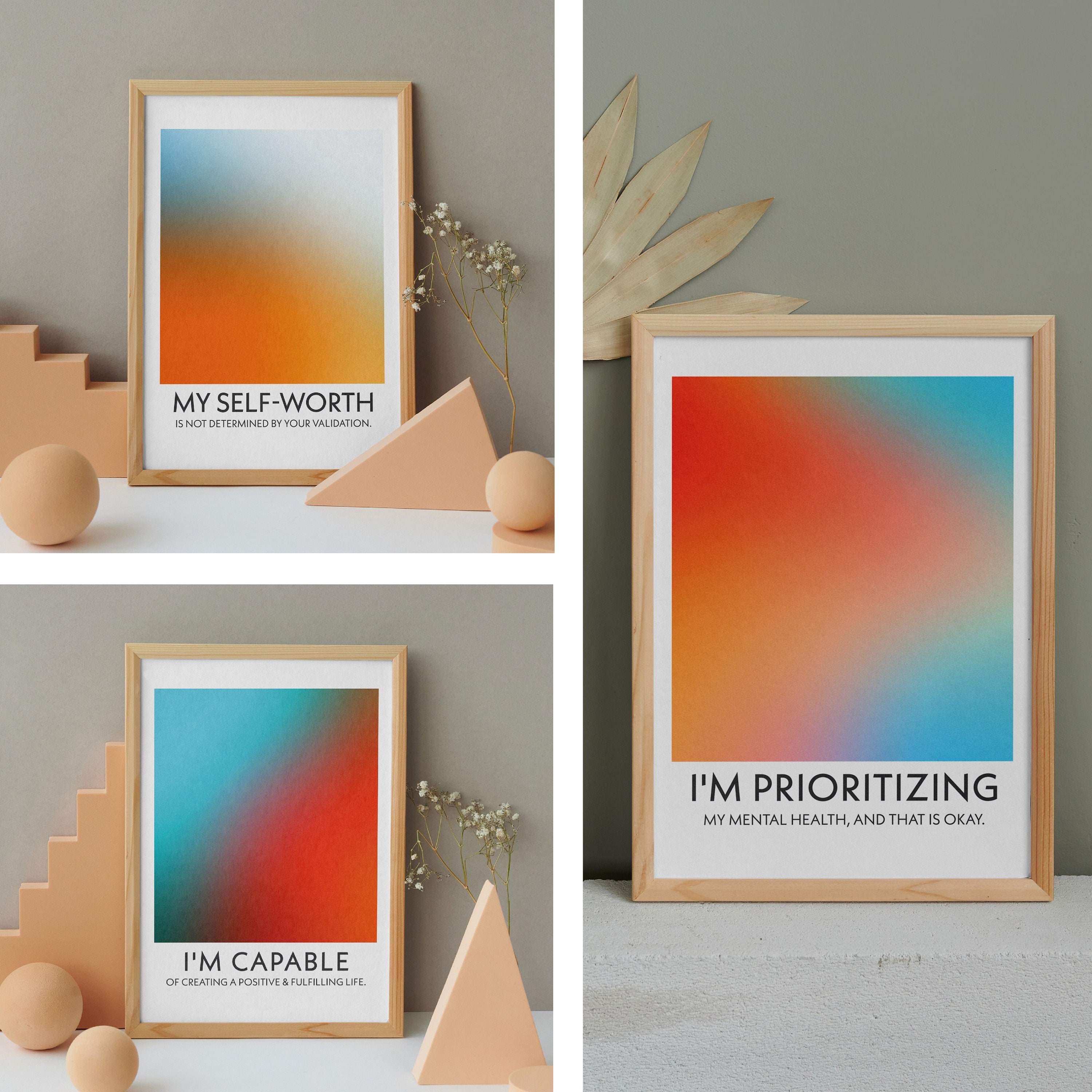 15 Neutral Affirmation Poster Bundle: Digital Download, Mindfulness ...