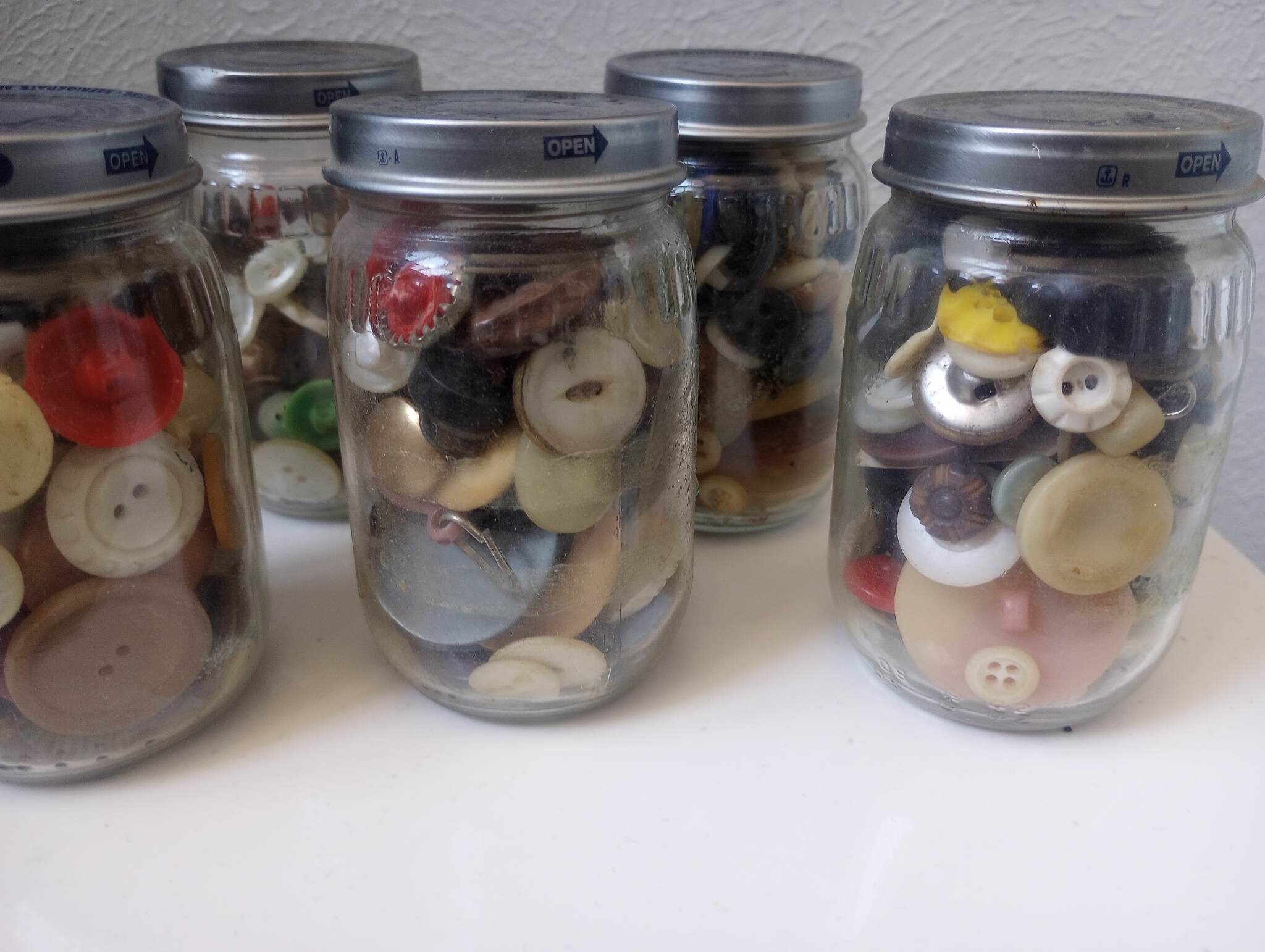 9 Glass Jars of Buttons - Etsy