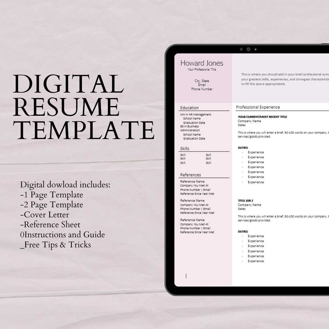 Modern Resume Template Download - Etsy