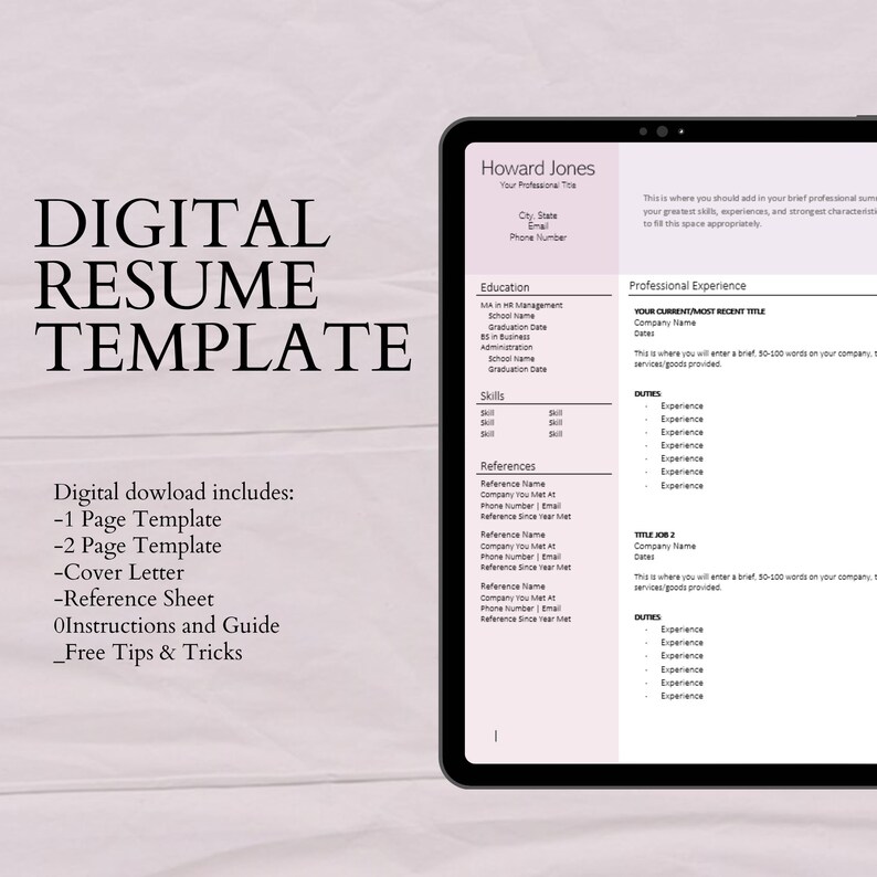 Modern Resume Template Download - Etsy
