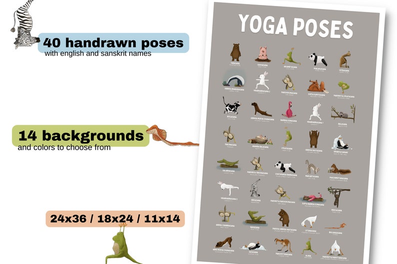 Yoga Animal Poses Poster – Kids Classroom Decor (digital Download) - Etsy