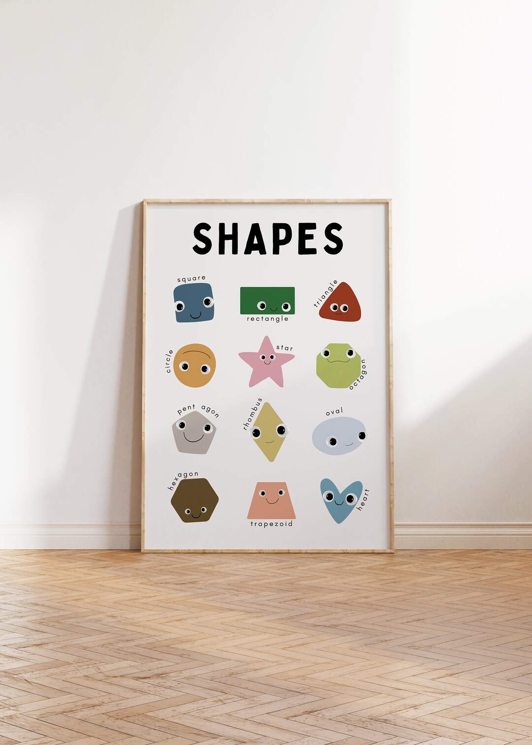 SHAPE Poster Pack, Colorful Children's Art, Googly Eyes Poster, Modern ...