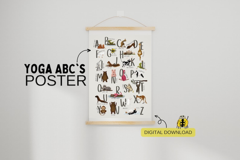 Yoga Animal ABC Posterprintable Digital Decorclassroom - Etsy