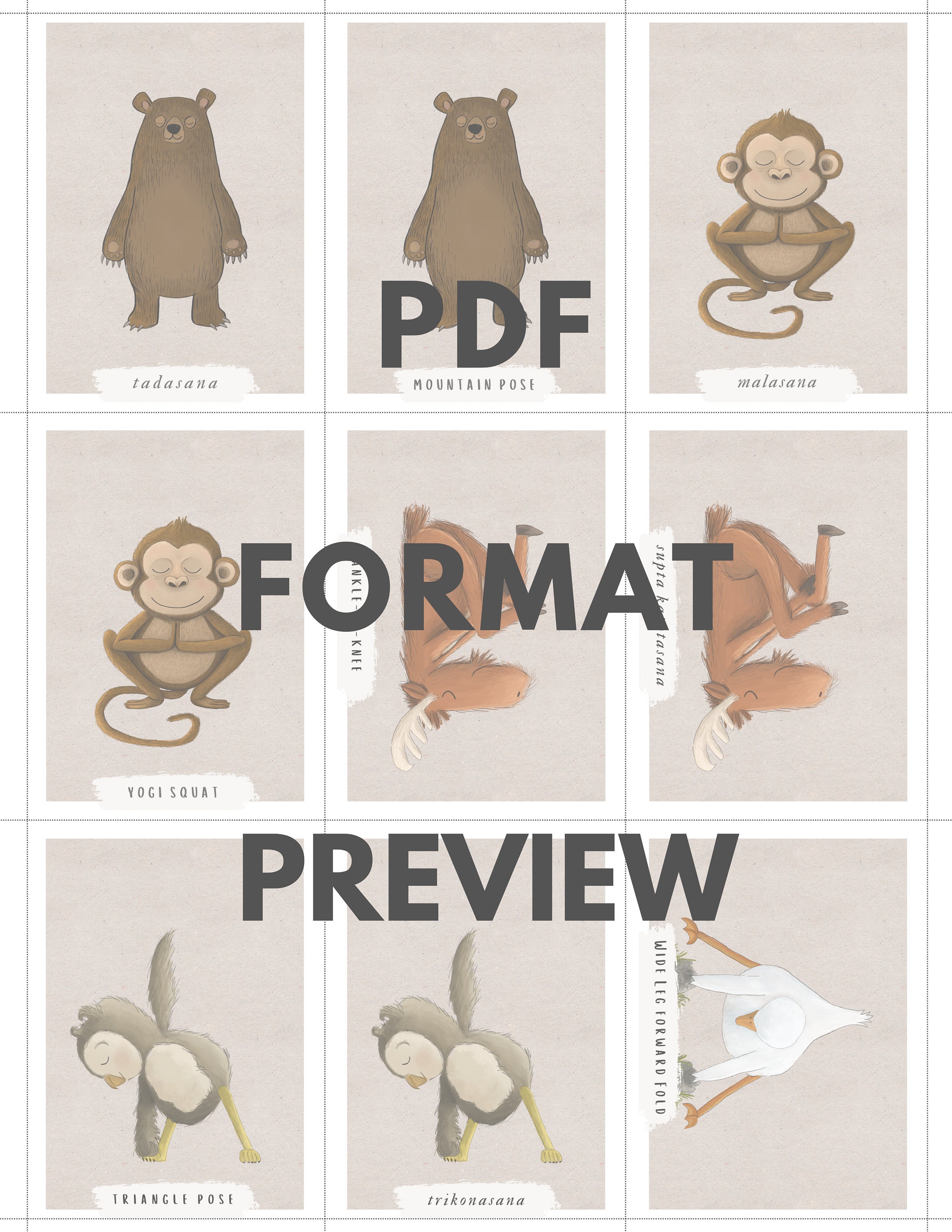 Yoga Poses Matching Cards | Animal Illustrations | Kids Learning ...