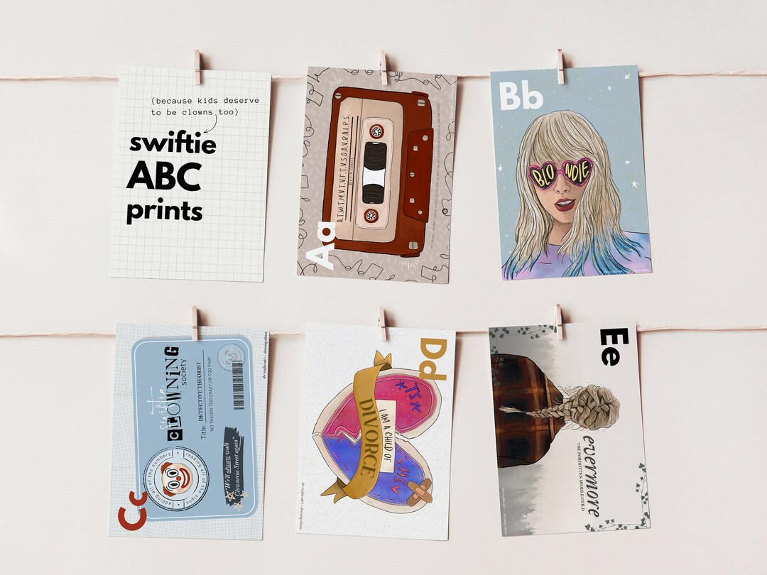 Swiftie ABC Prints: Taylor Swift Eras Nursery Wall Art, Alphabet Decor ...