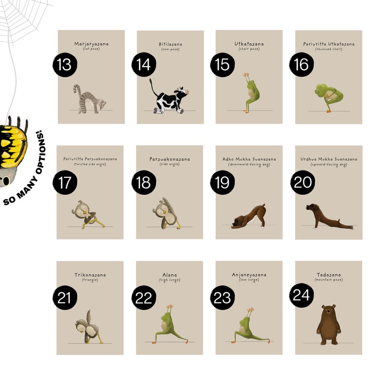 40 Yoga Animal PRINTABLE Cards/asana Sequence Planner/digital Download ...