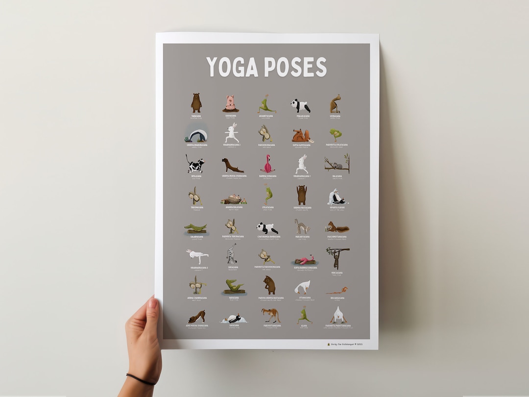 Charcoal Yoga Poses Poster / Yoga Animals Illustration / Pose Practice ...