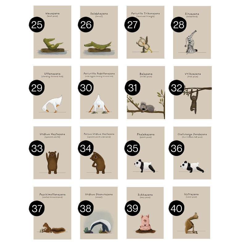40 Yoga Animal PRINTABLE Cards/asana Sequence Planner/digital Download ...