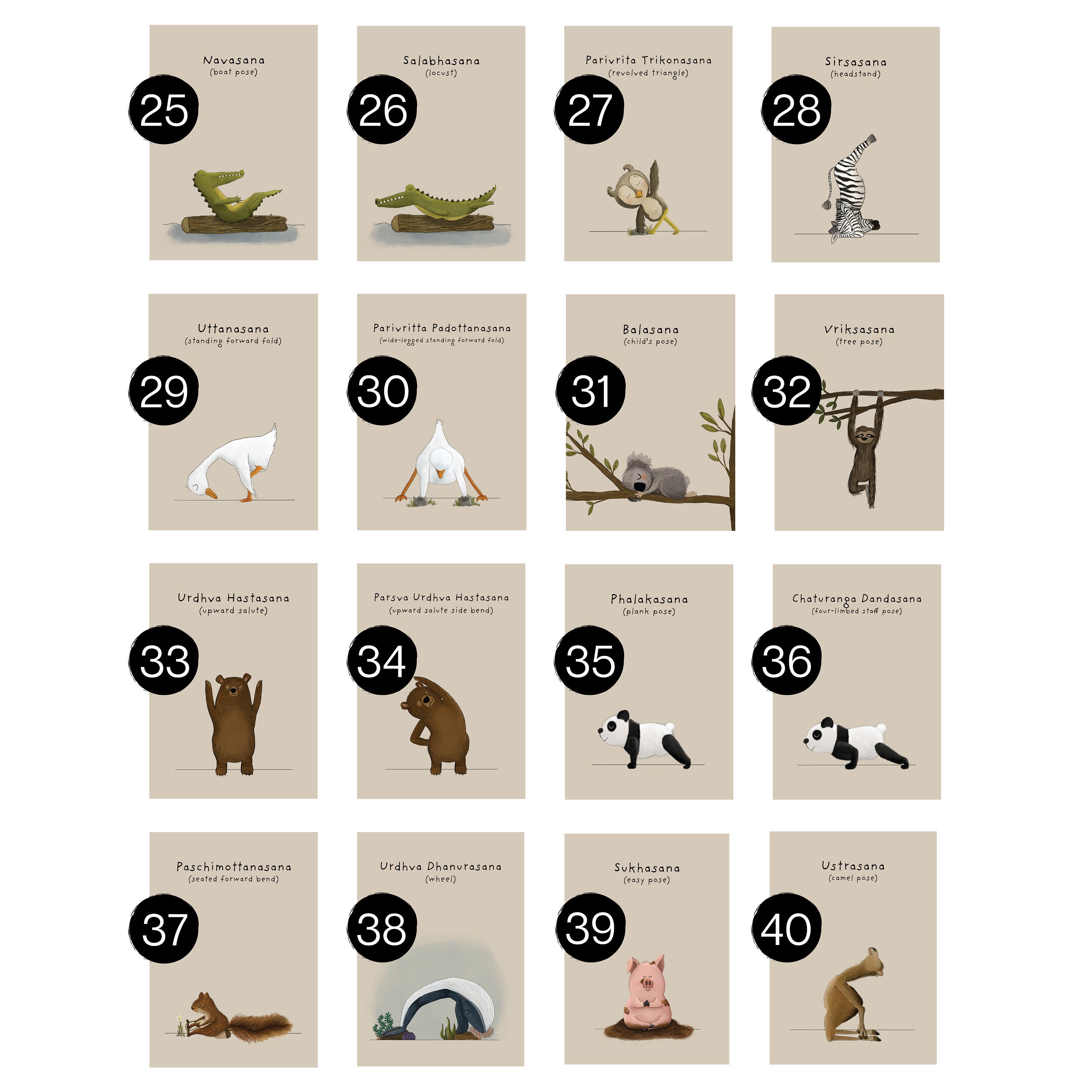 40 Yoga Animal PRINTABLE Cards/asana Sequence Planner/digital Download ...