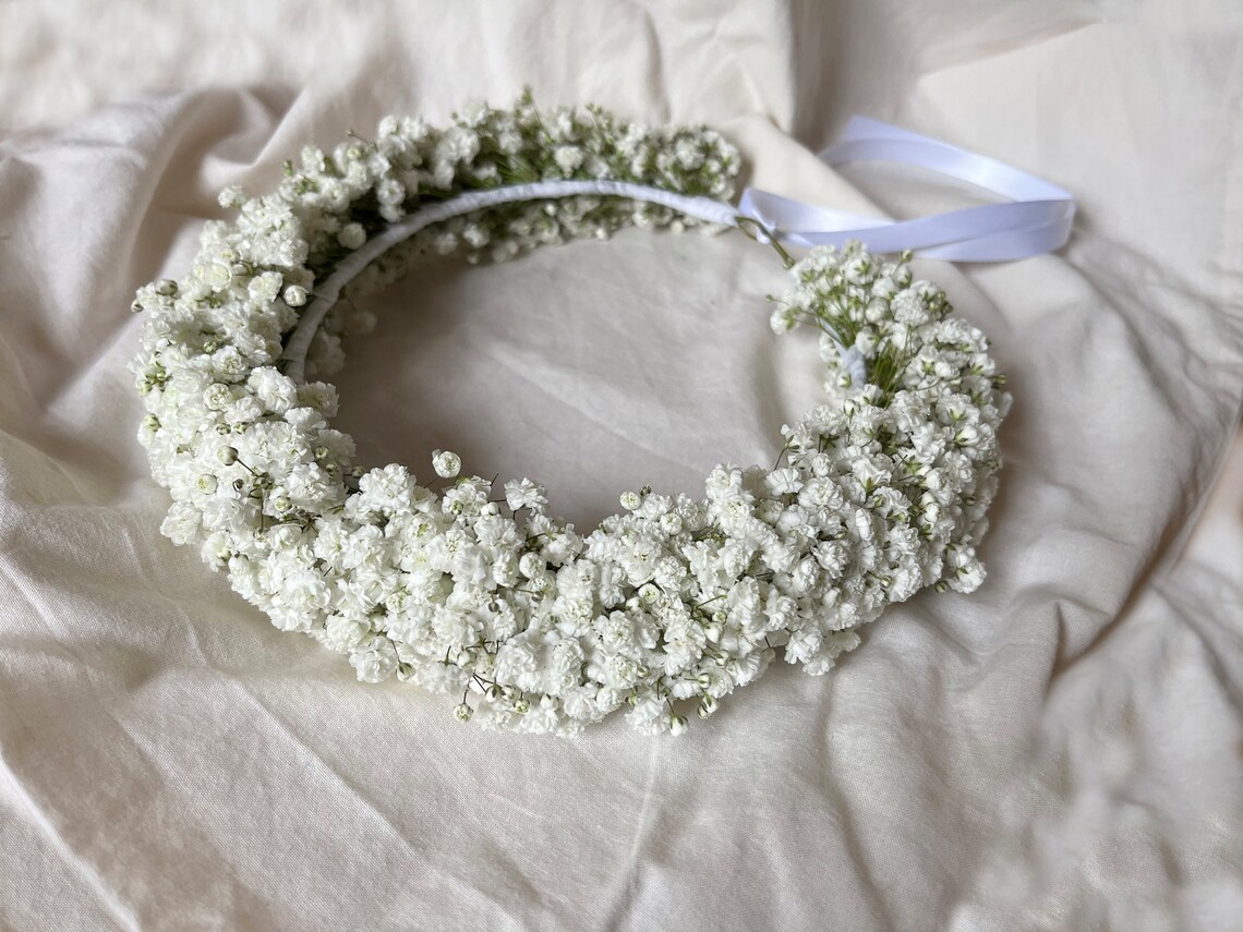 Fresh Baby's Breath Flower Crown for Bride Bridesmaid, Christening ...