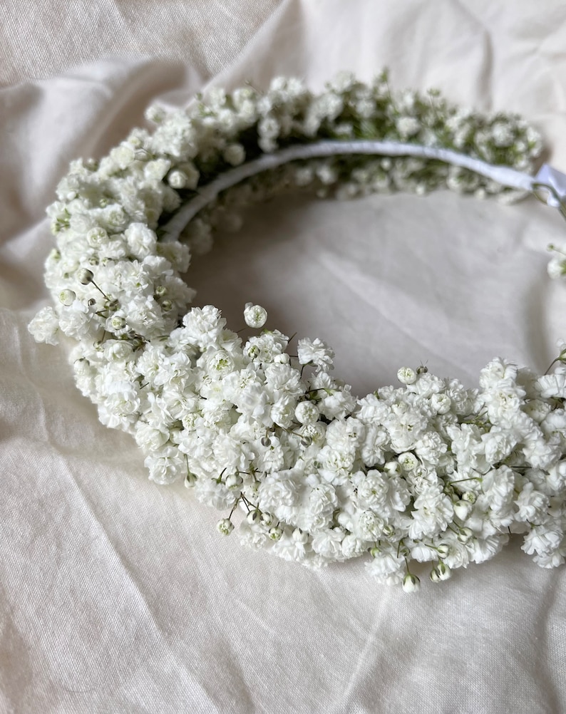 Fresh Baby's Breath Flower Crown for Bride Bridesmaid, Christening ...