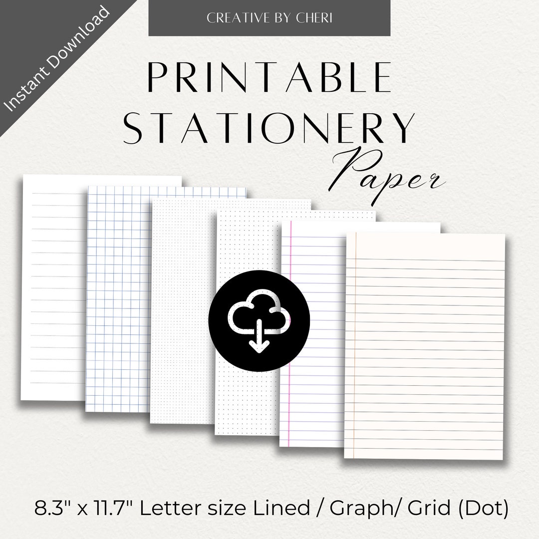 A4 Size Lined / Graph/ Grid dot Stationery Printable - Etsy