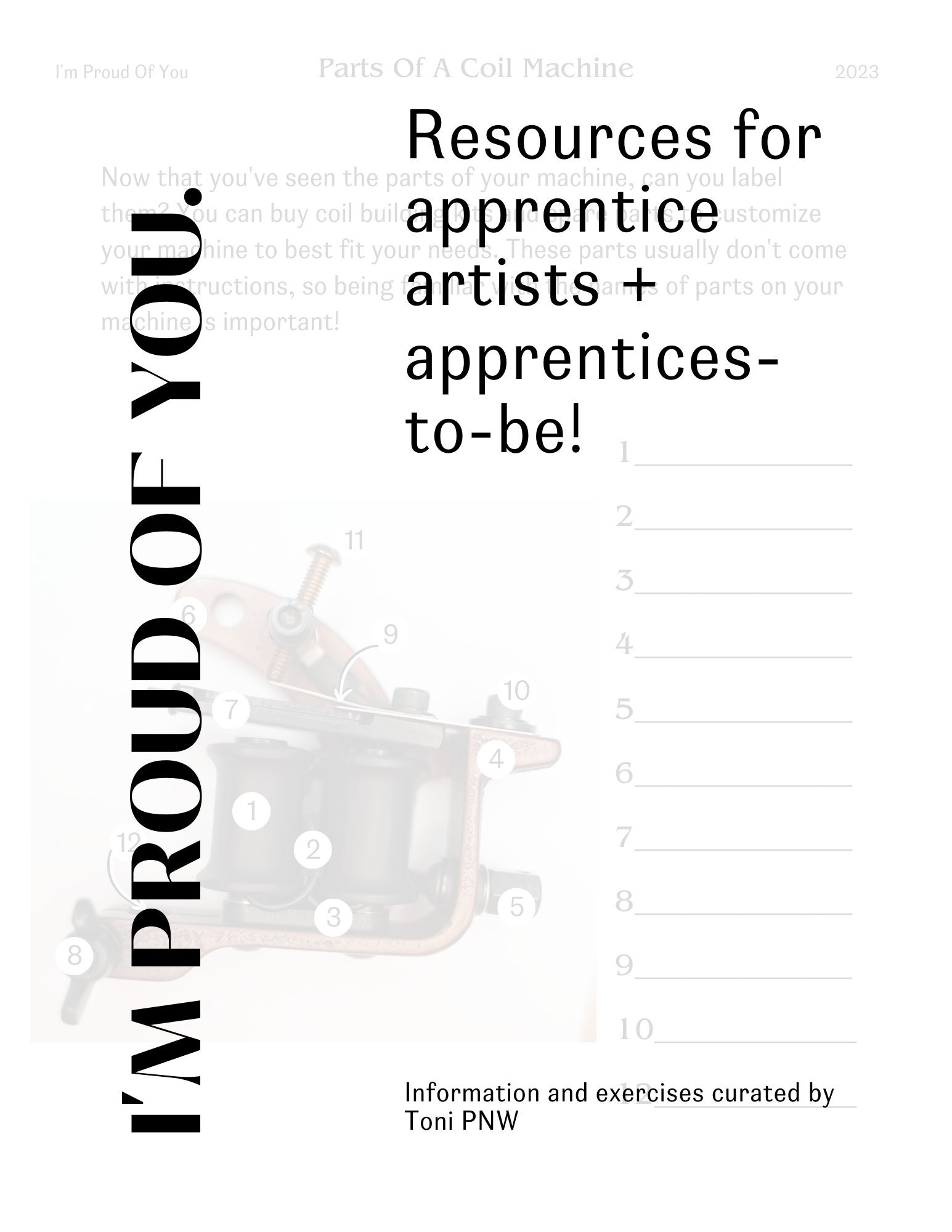 I'm Proud of You Digital Tattoo Apprenticeship Notes, Artist Worksheets ...