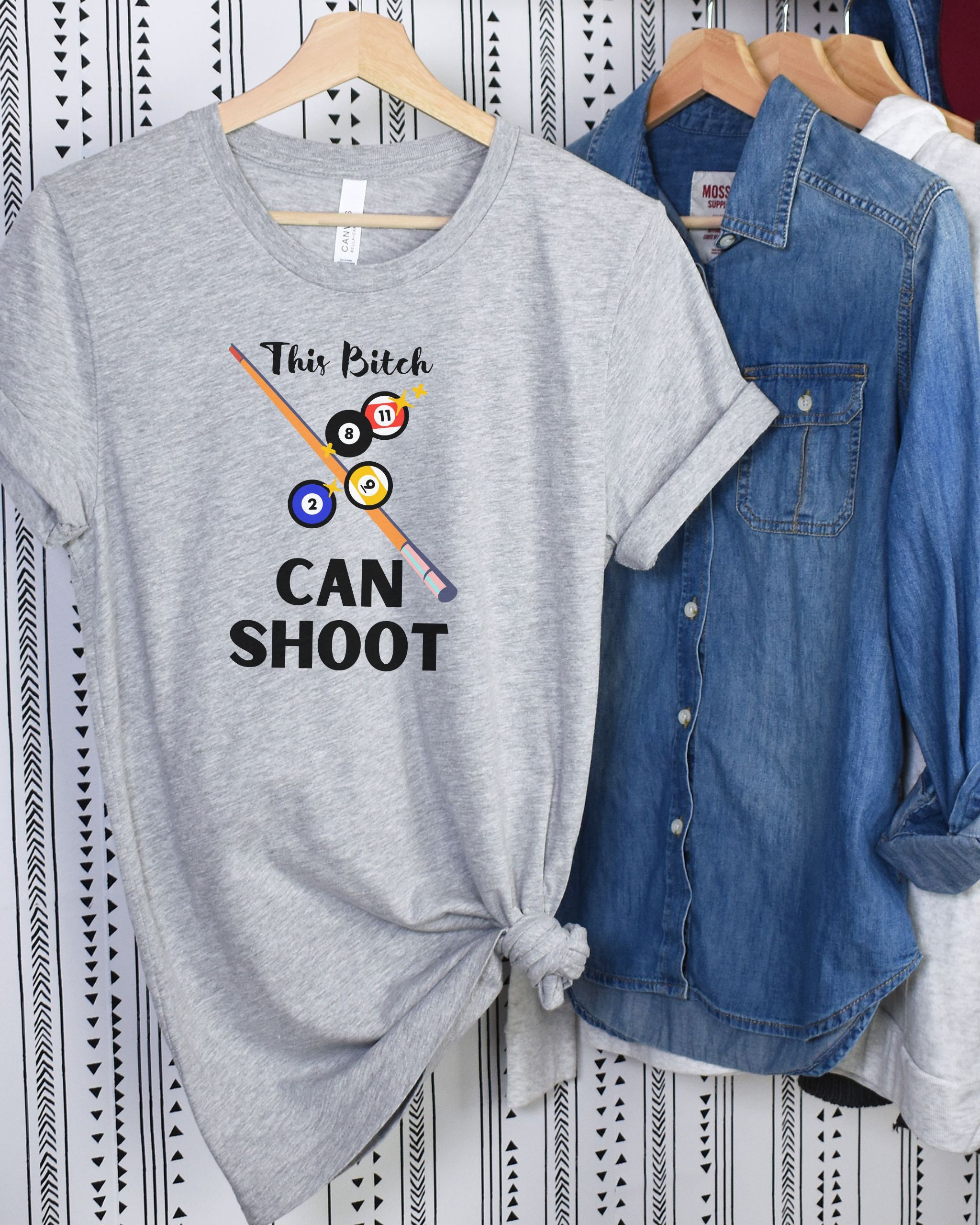 Billiard Player Shirt, This Bitch Can Shoot Shirt, Funny Pool Shirt ...