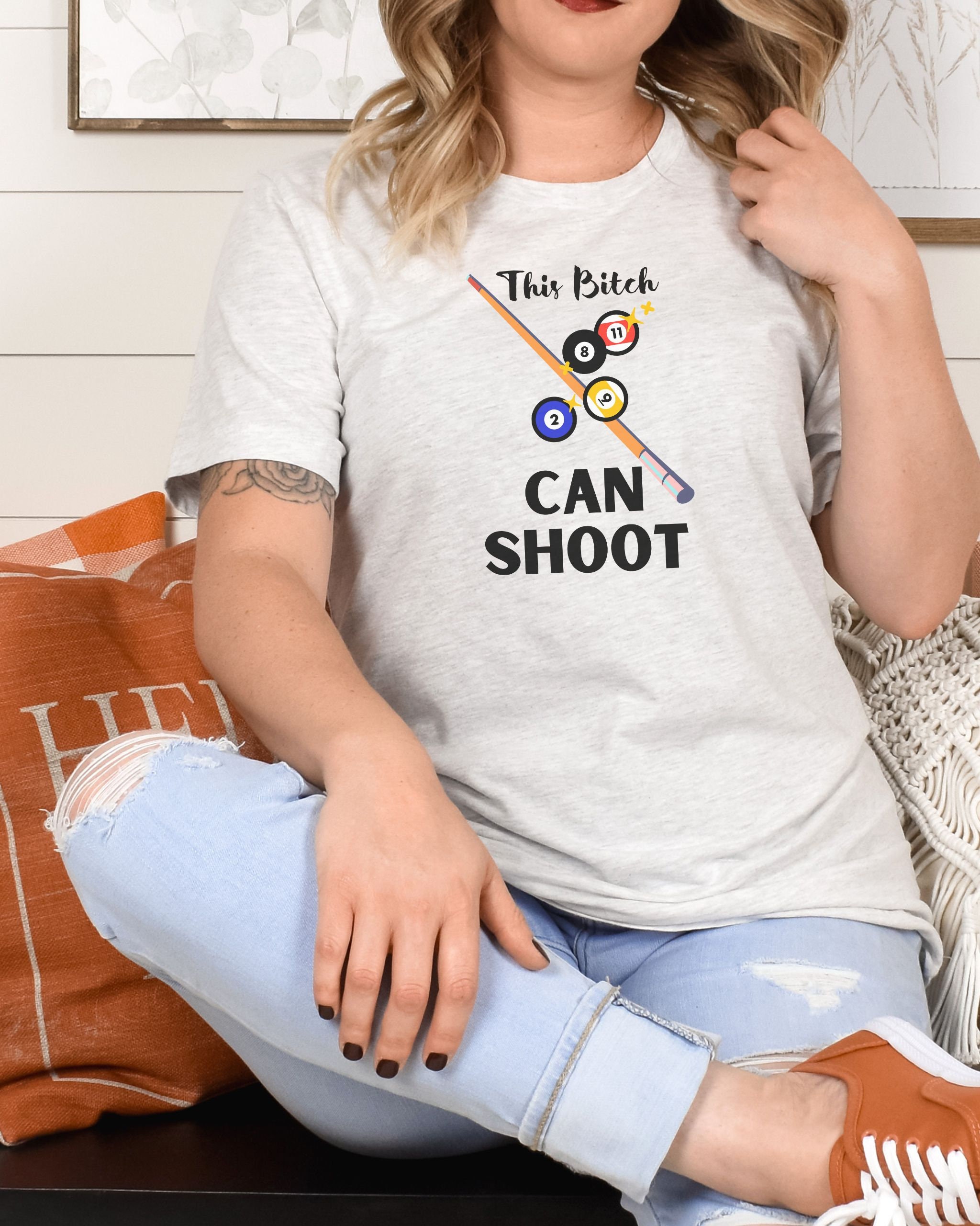 Billiard Player Shirt, This Bitch Can Shoot Shirt, Funny Pool Shirt ...