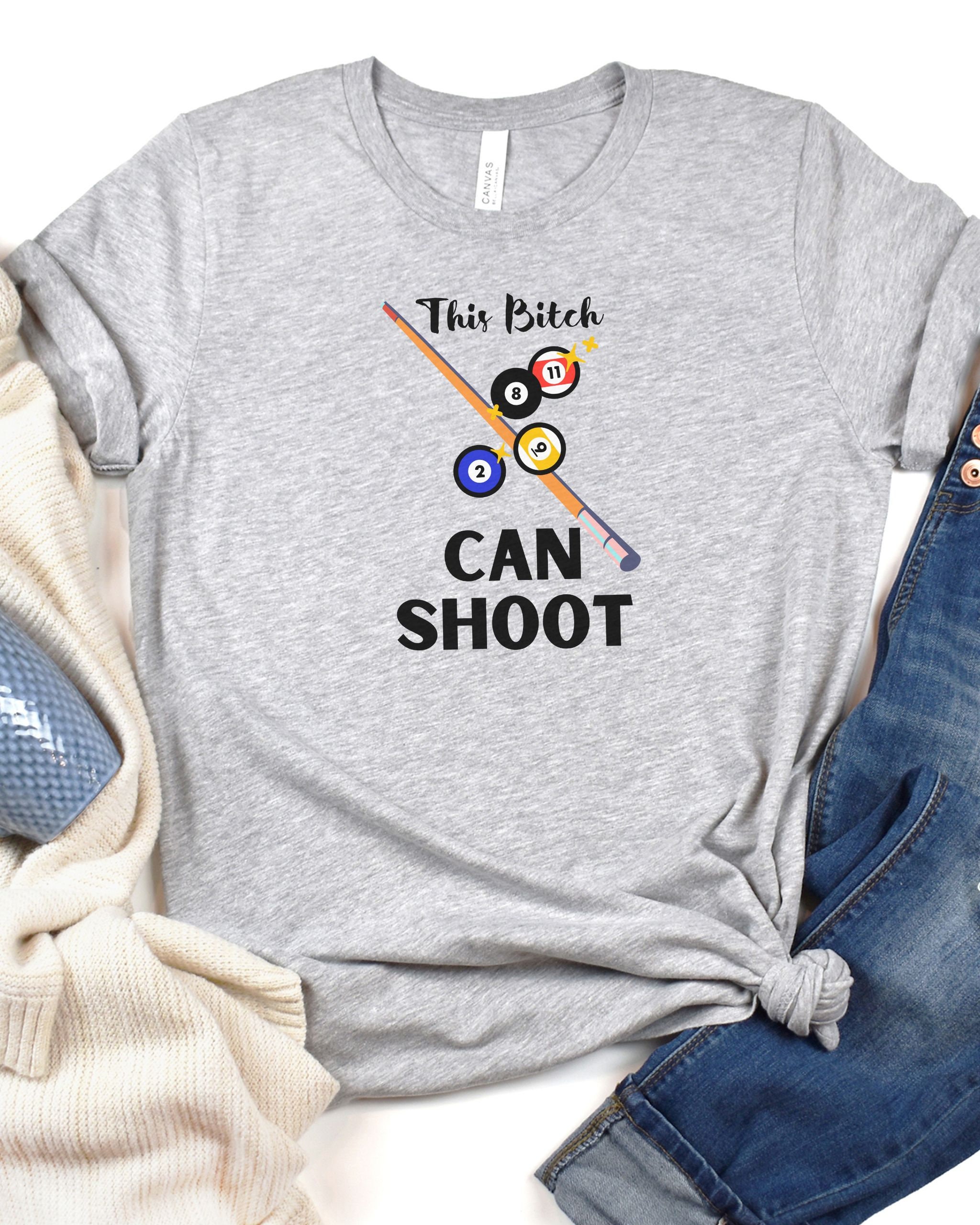 Billiard Player Shirt, This Bitch Can Shoot Shirt, Funny Pool Shirt ...