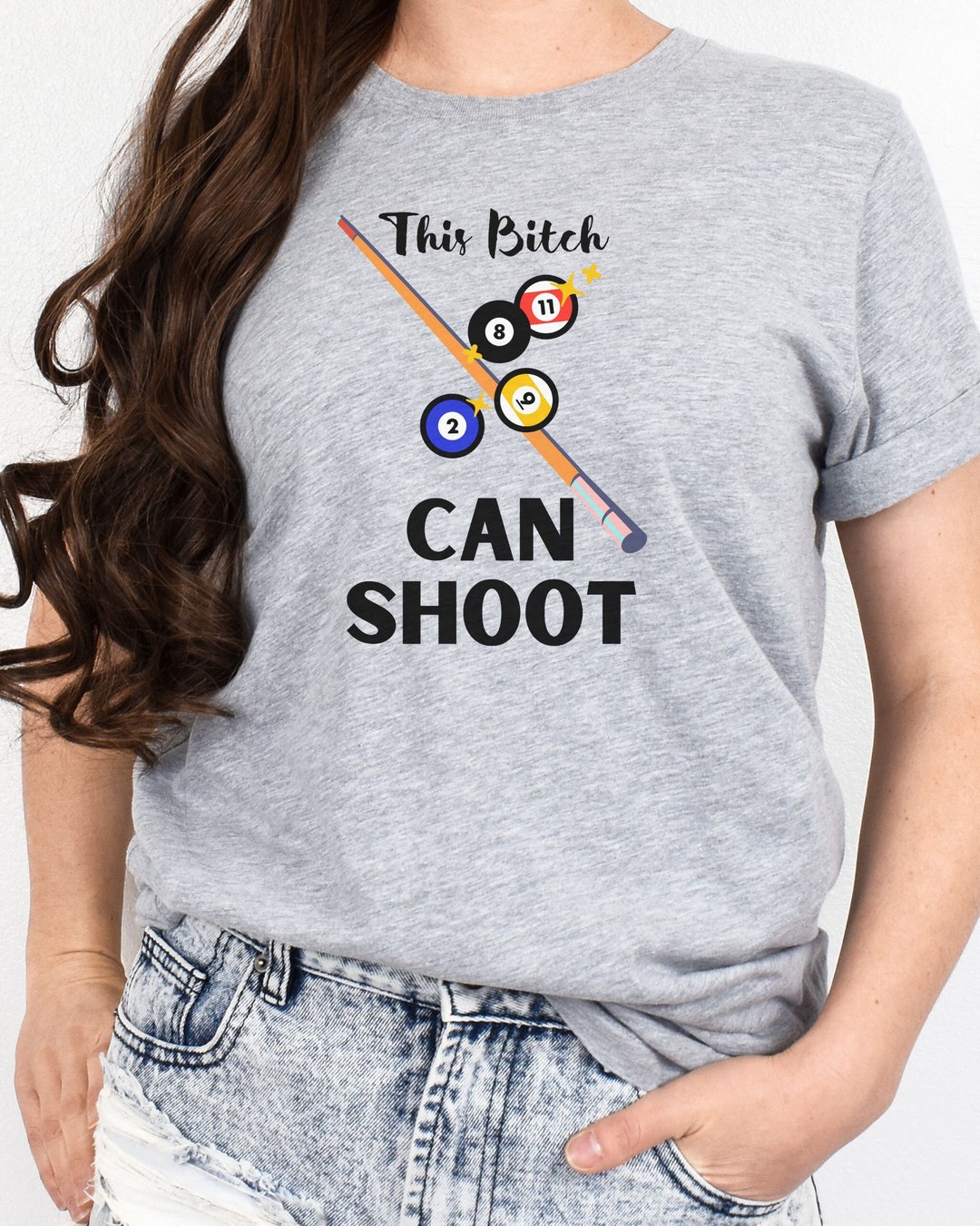 Billiard Player Shirt, This Bitch Can Shoot Shirt, Funny Pool Shirt ...