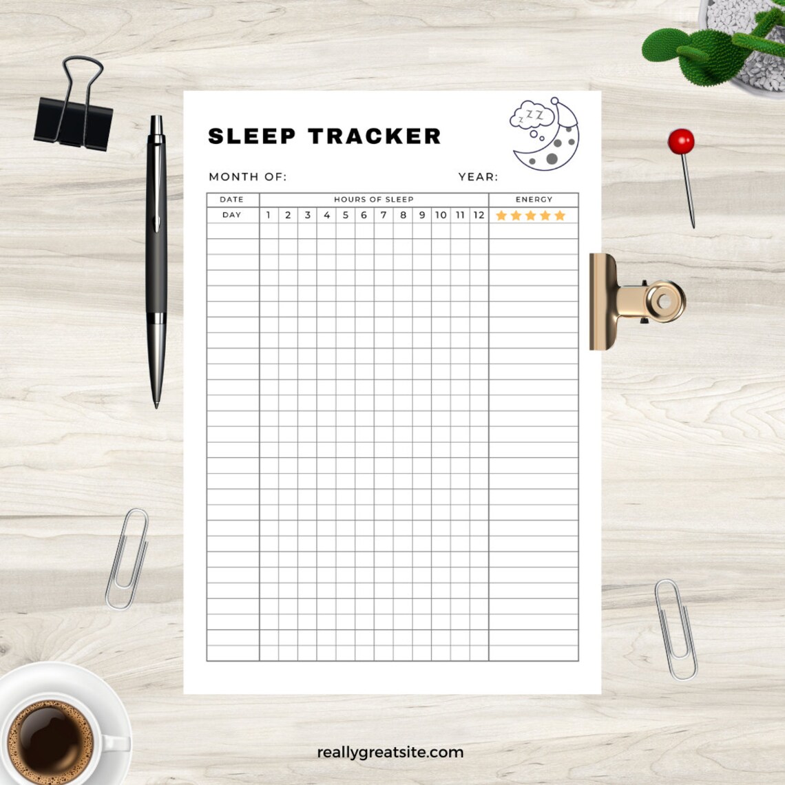 Sleep Tracker Printable Editable Monthly Log Sleep Log Quality Sleep ...