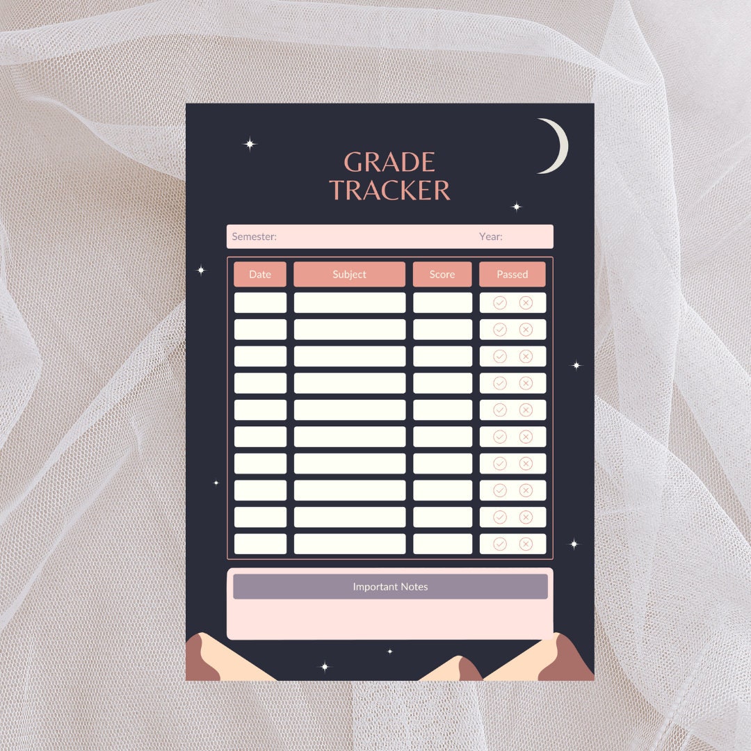 Academic Grade Tracker Journal Assignment Planner Printable Student ...
