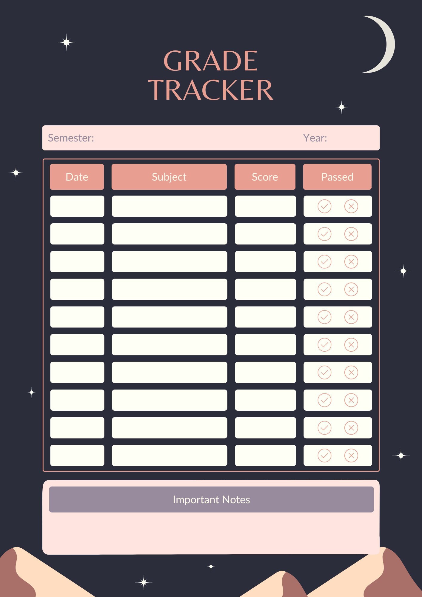 Academic Grade Tracker Journal Assignment Planner Printable Student ...