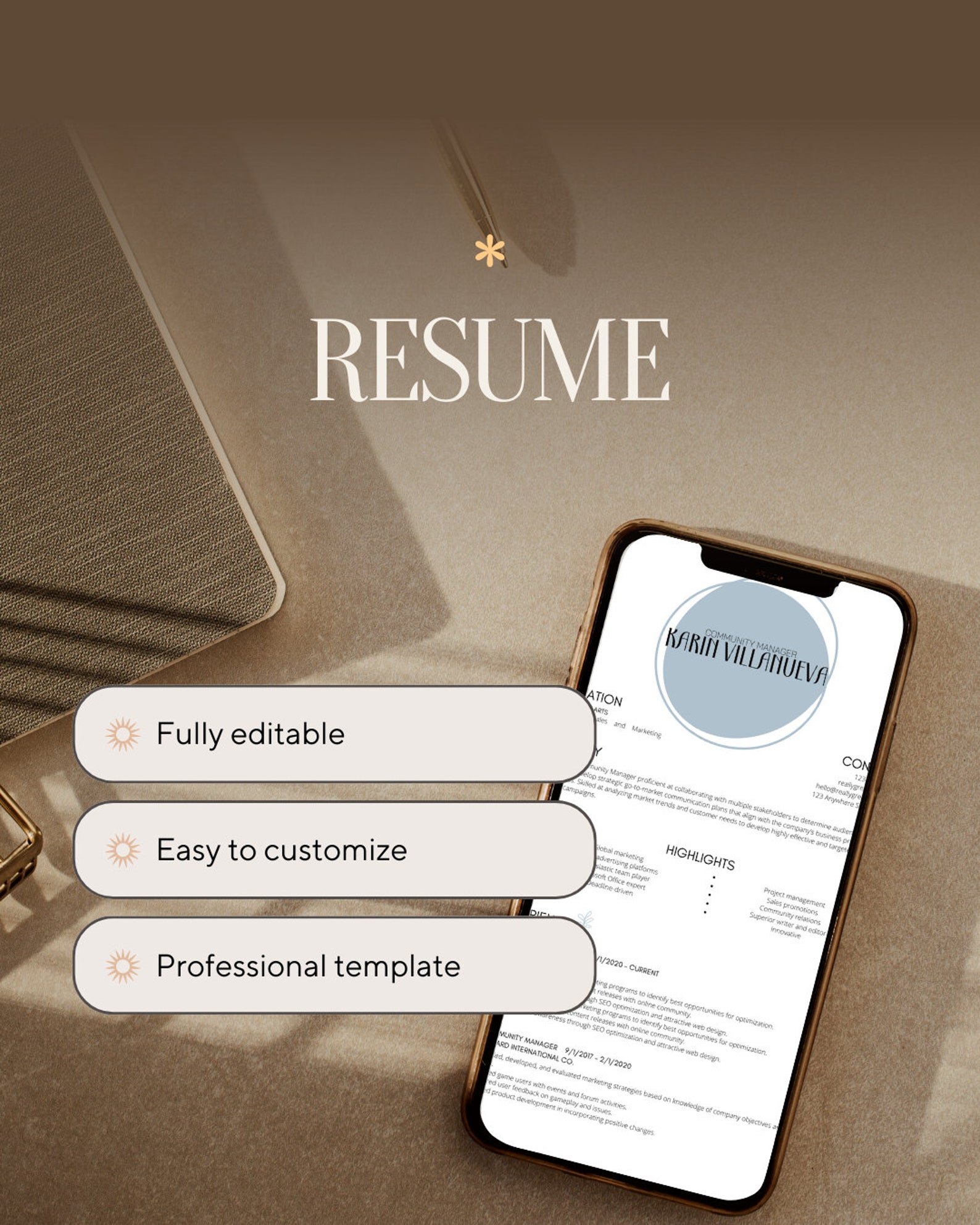 Modern Executive Resume Template: Professional Design With 2 Cover ...