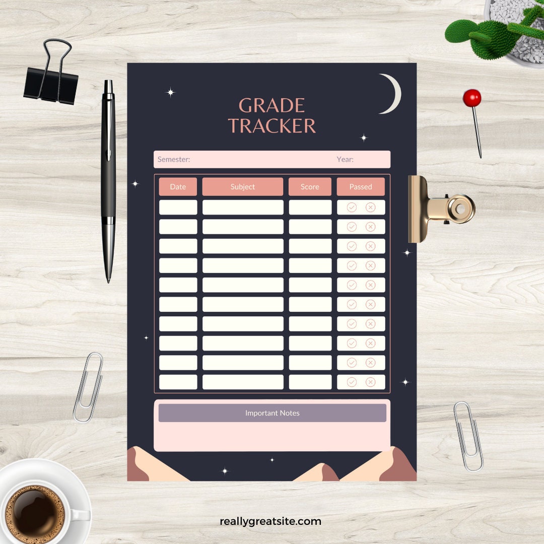Academic Grade Tracker Journal Assignment Planner Printable Student ...