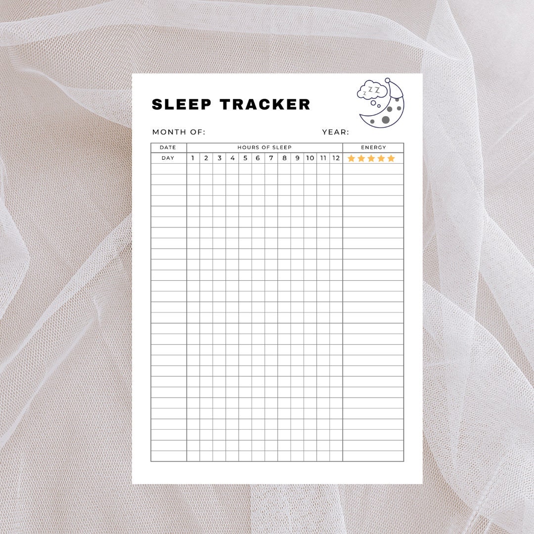 Sleep Tracker Printable Editable Monthly Log Sleep Log Quality Sleep ...