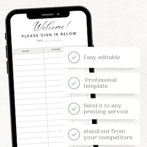 Editable Sign in Sheet Client Sign in Sheet Spa Client Check in Sheet ...