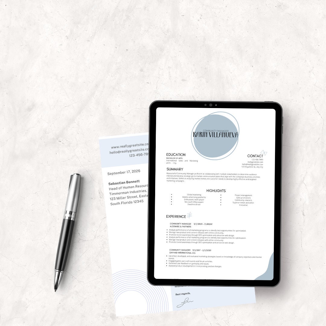Modern Executive Resume Template: Professional Design With 2 Cover ...