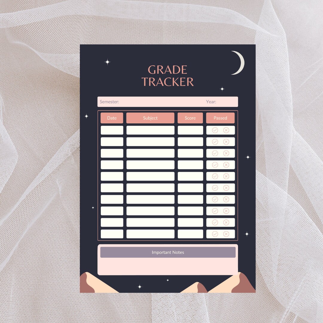 Academic Grade Tracker Journal Assignment Planner Printable Student ...