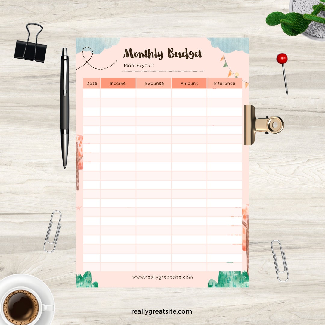 Printable Fillable Monthly Budget Planner PDF Budget Tracking Template ...