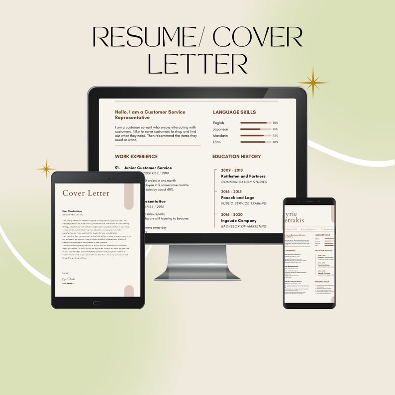 Ats Resume With Cover Letter Template Modern Porefessional Editable ...