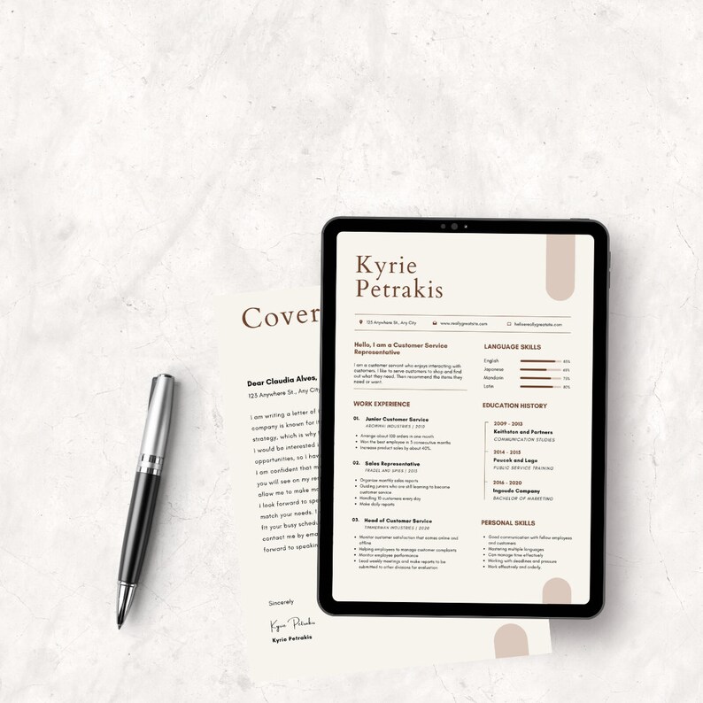 Ats Resume With Cover Letter Template Modern Porefessional Editable ...