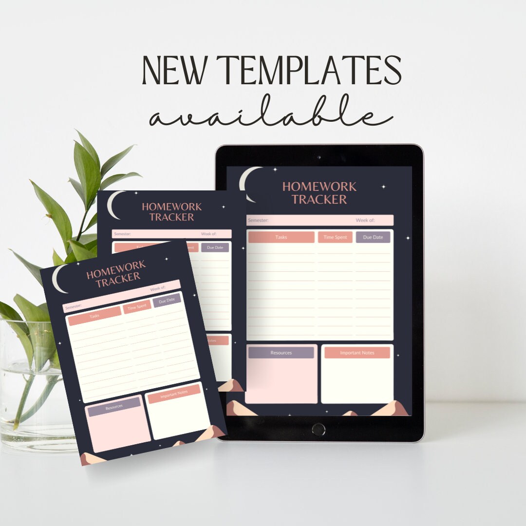 Homework Tracker, Printable Planner, Homework Planner Assignment ...
