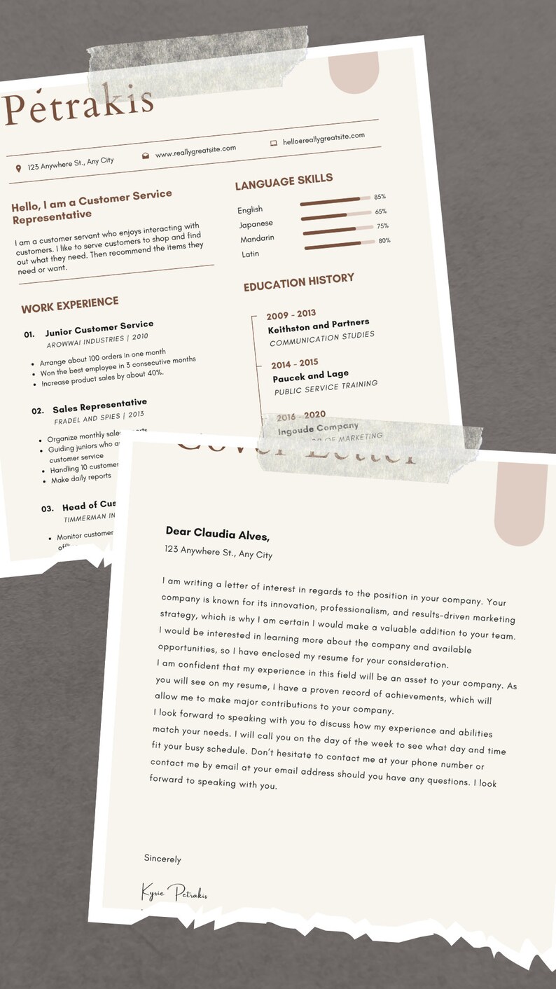 Ats Resume With Cover Letter Template Modern Porefessional Editable ...