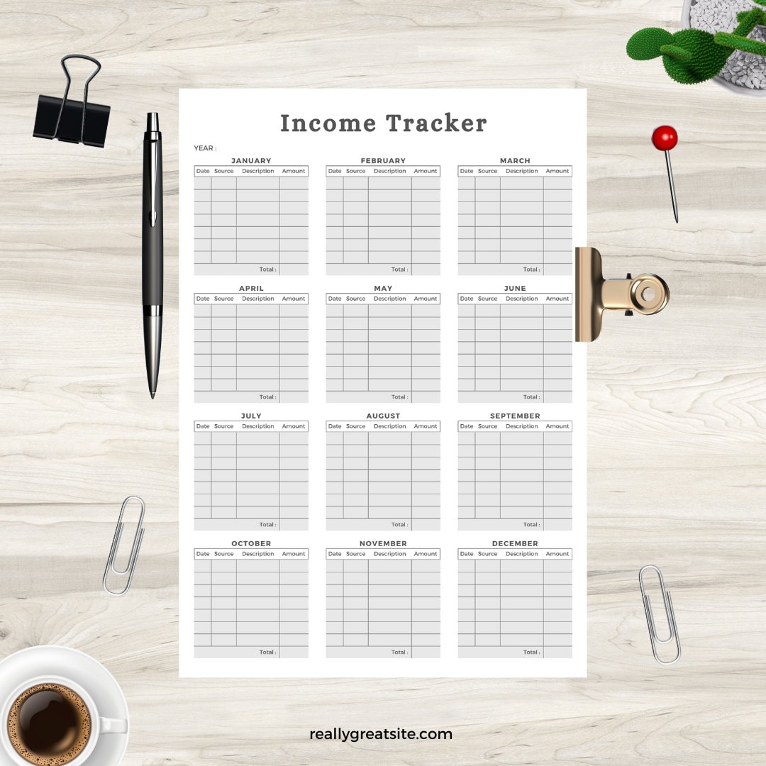 Income and Expense Tracker One Page Printable Financial Planner Budget ...