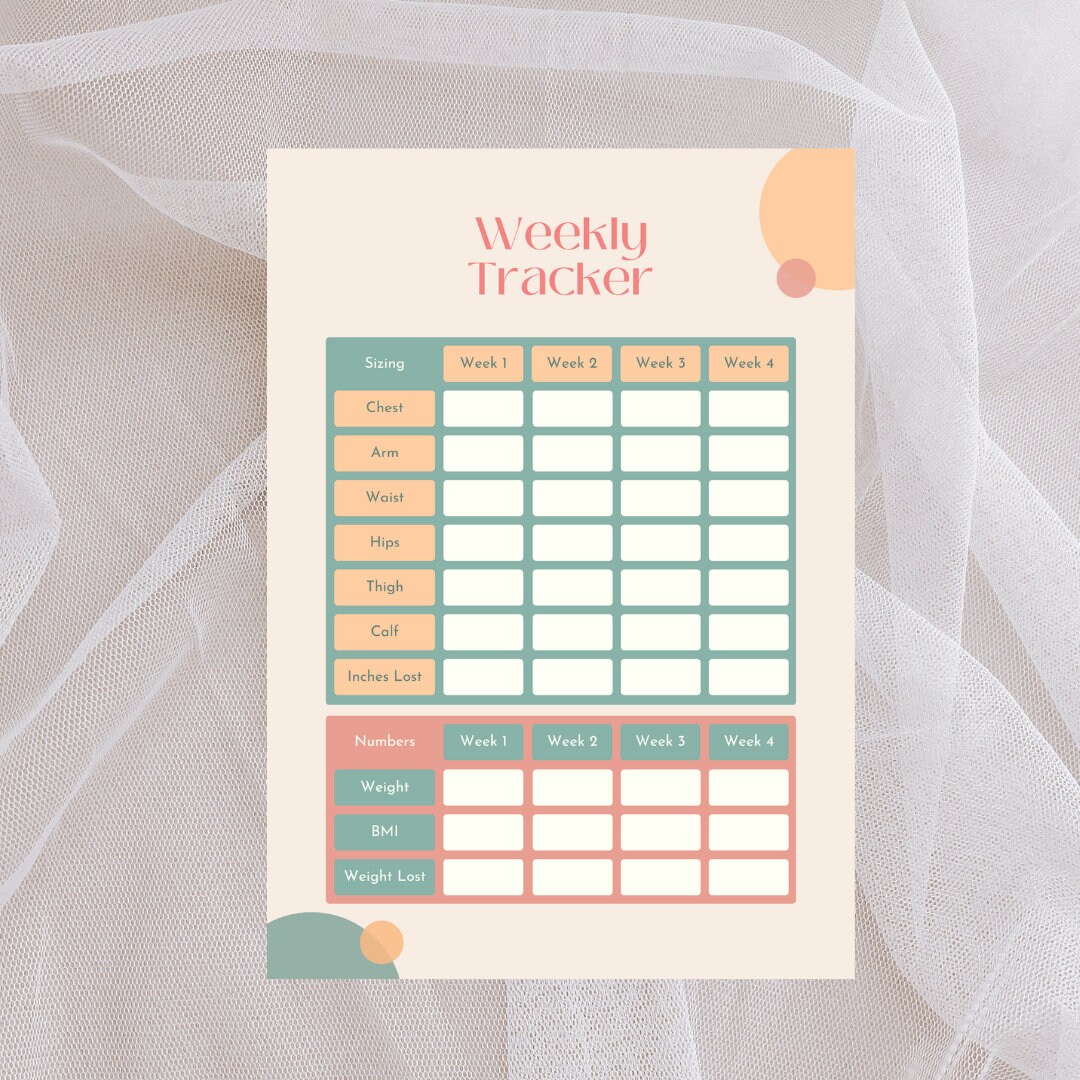 Weekly Printable Body Measurement Tracker Weight Loss Tracker Template ...