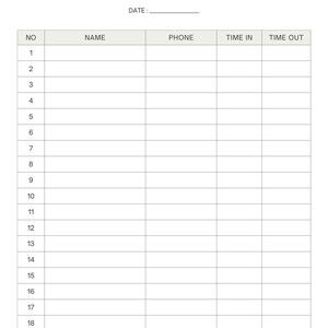 Editable Sign in Sheet Client Sign in Sheet Spa Client Check in Sheet ...