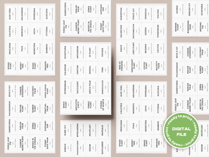 156 Plant Name Tag Stickers to Print | Plant Name Labels | Plant ...