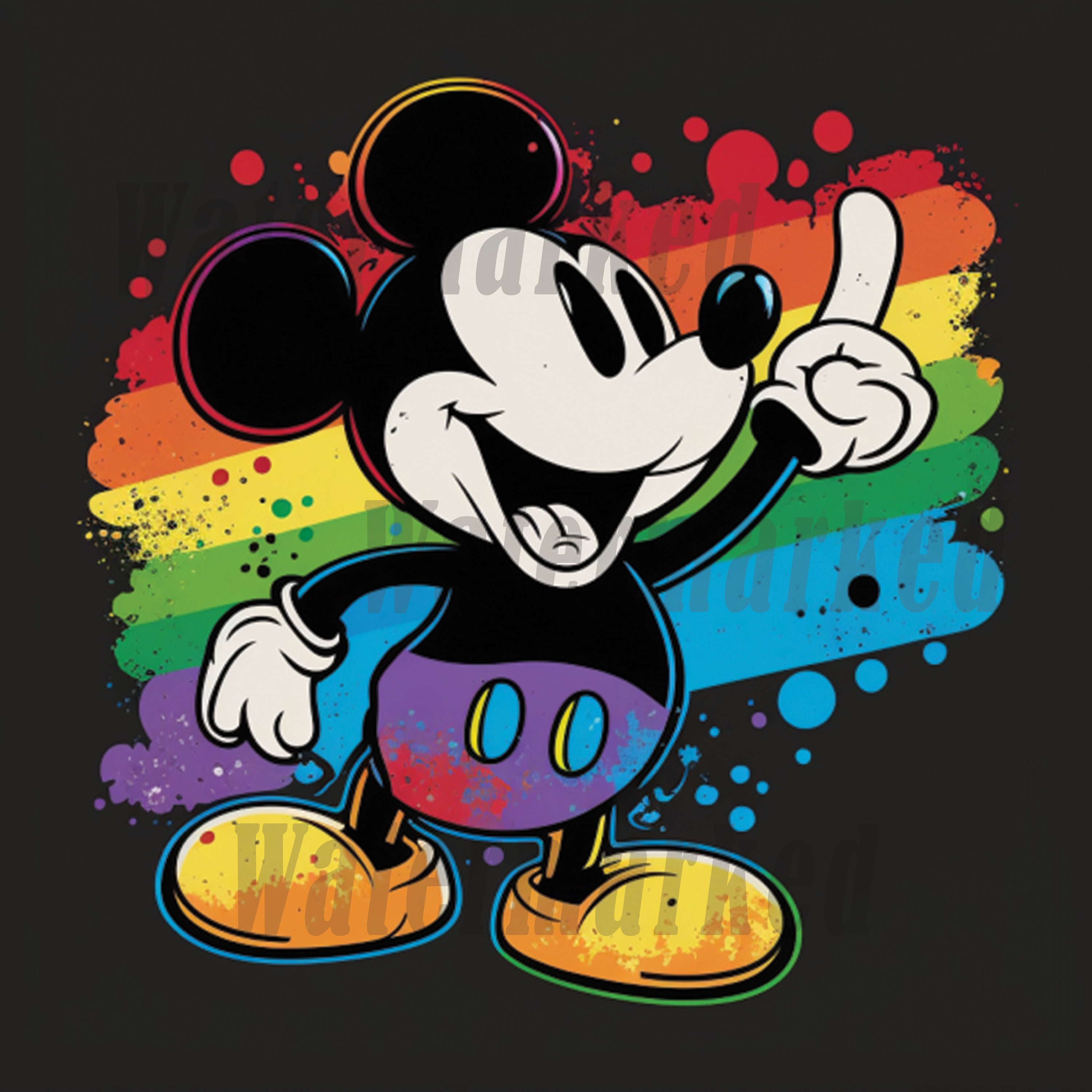 Mickey Mouse Colorful Splash Rainbow, Bright Rainbow Mickey, Png, White ...
