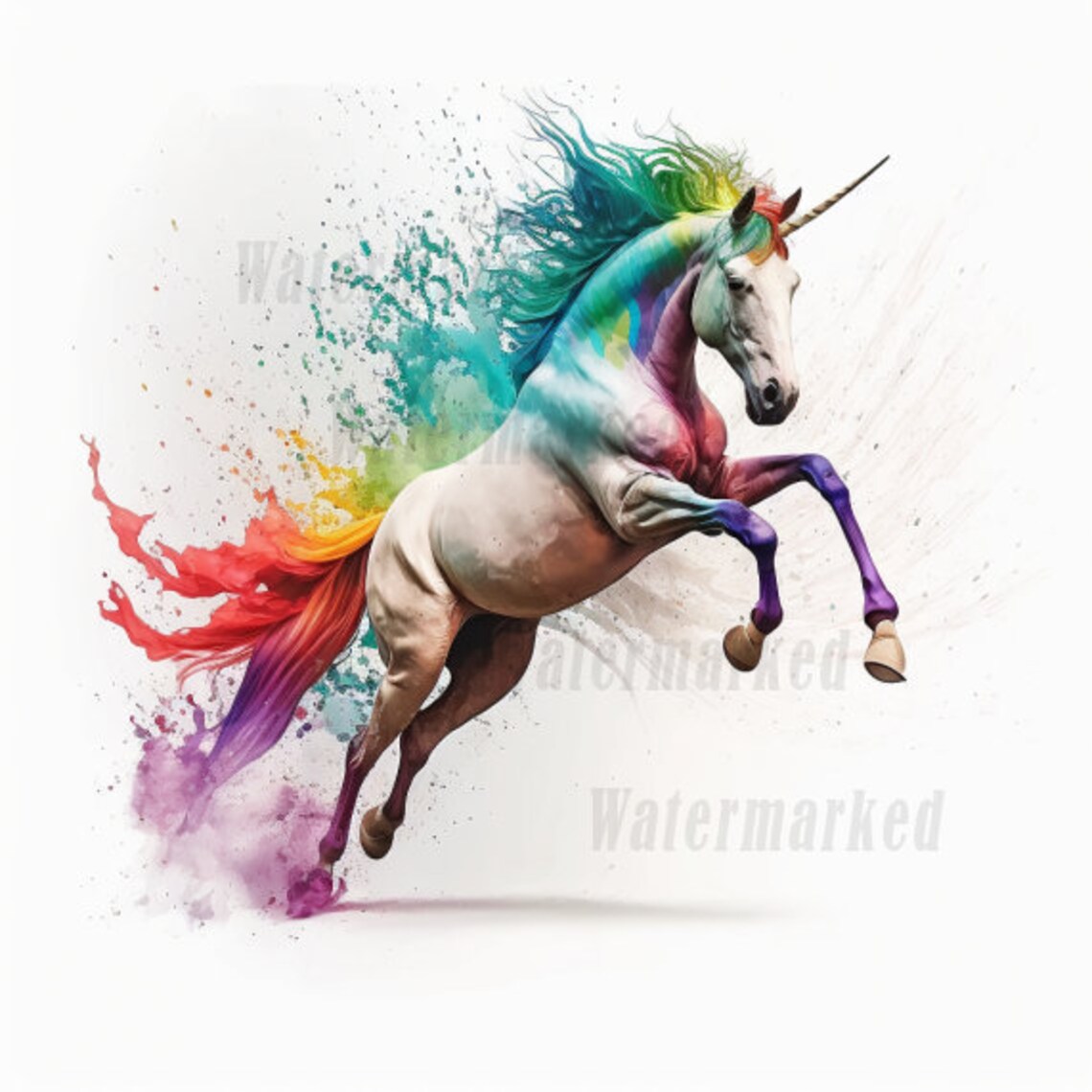 Cute Unicorn, Colorful Baby Unicorn, Digital File of a Unicorn, Splash ...
