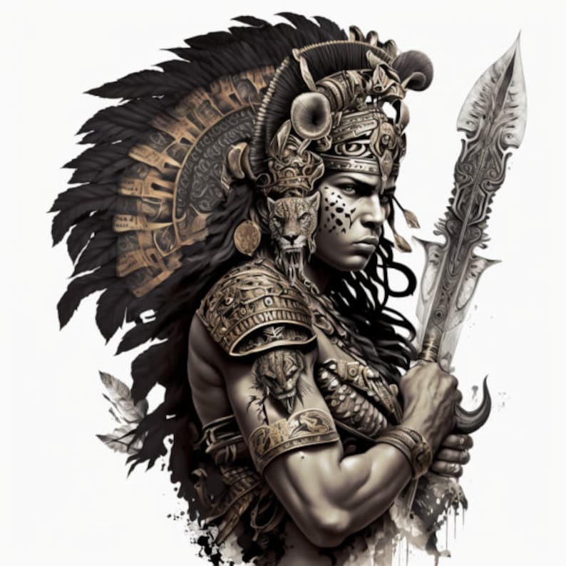 Aztec Warrior Detailed Images, Aztec Leopard Fighter Warrior, Woman and ...