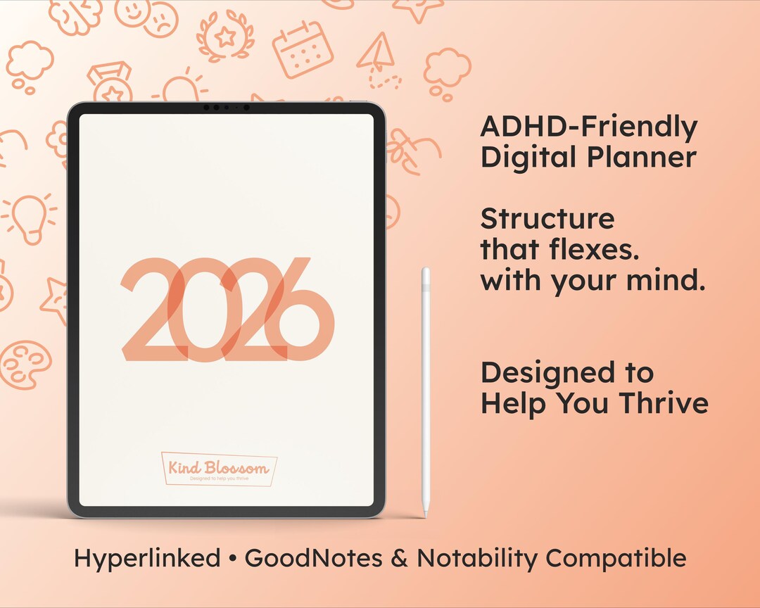 Fuzzy Peach 2026 Digital Planner for Goodnotes | Hyperlinked Tabs ...