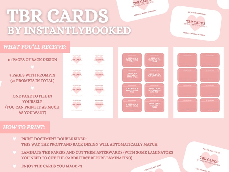 Printable TBR Cards With 70 Prompts to Pick Your Next Book - Etsy