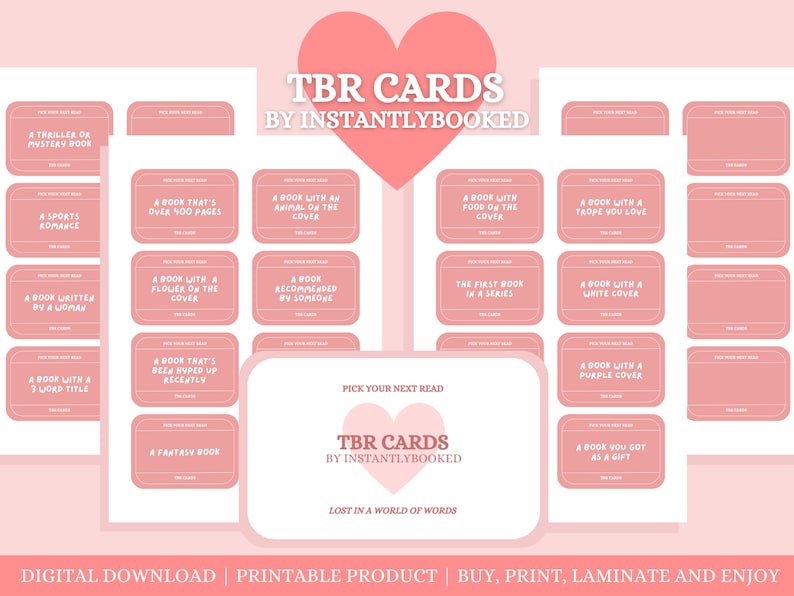 Printable TBR Cards With 70 Prompts to Pick Your Next Book - Etsy