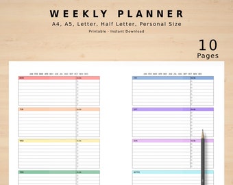 Minimalist Printable Weekly Planner Notes Page, for Planning Your Week ...