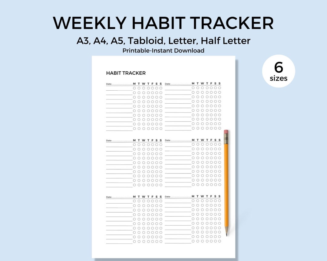 Weekly Habit Tracker to Keep Your Routines, Task Tracker, Routine ...