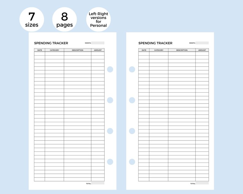 Spending Tracker Printable for Simple Financial Tracking, Budget ...