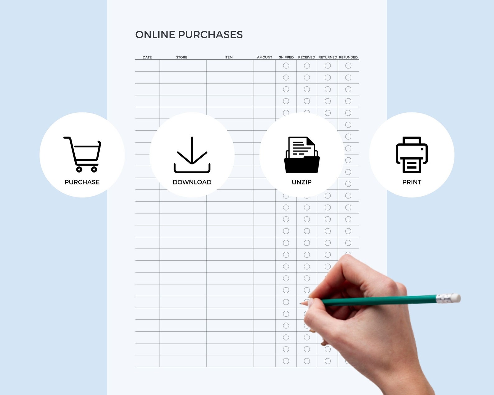Online Purchases Tracker, Purchase Order Form, Expense Tracker ...